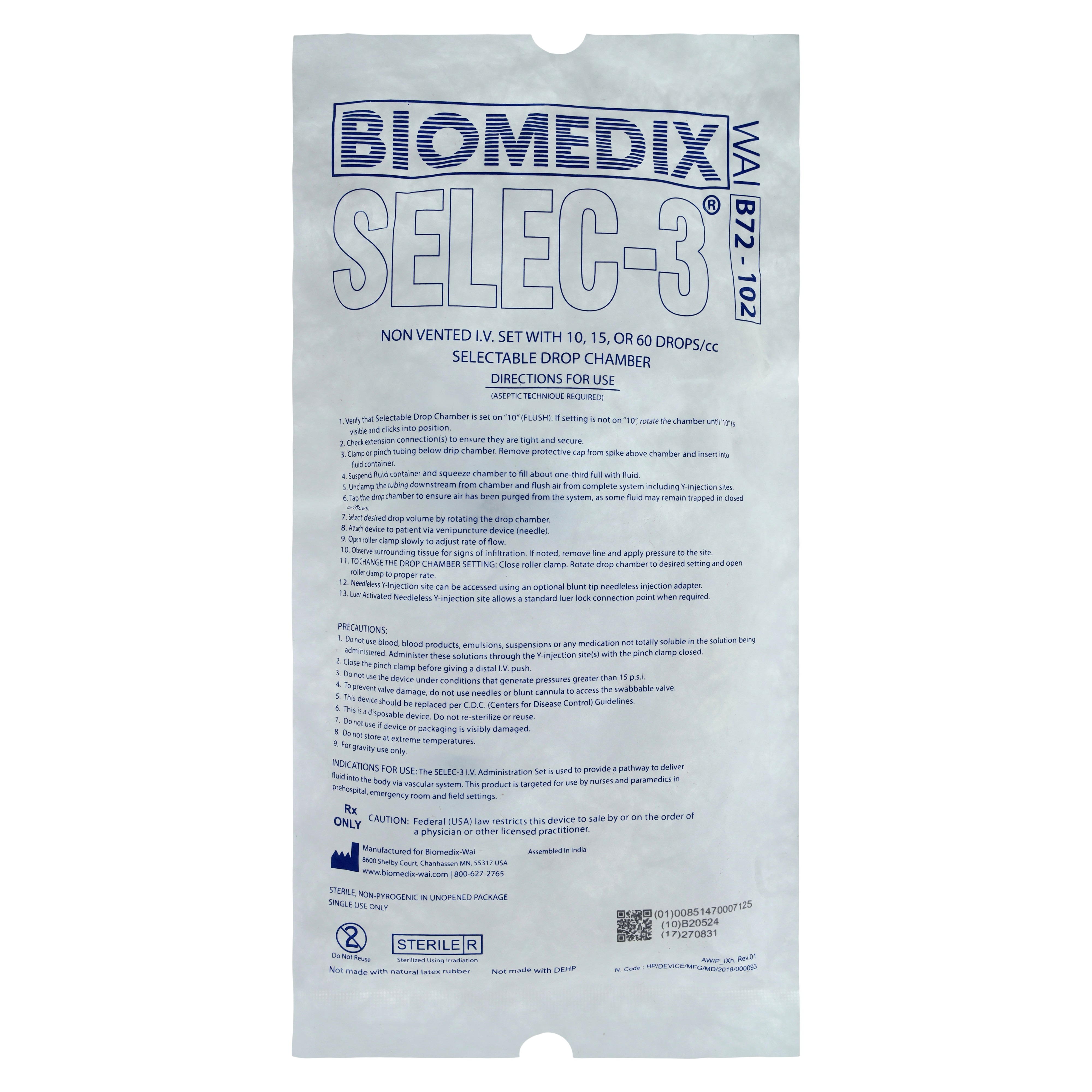 IV Administration Set Needleless, Y-Injection Site Multidrop 82" Selec ...